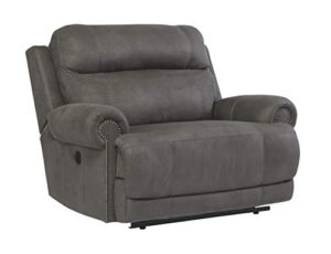 signature design by ashley clonmel microfiber extra wide manual reclining loveseat, gray