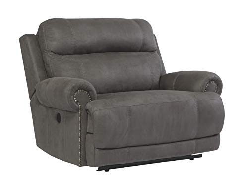 Signature Design by Ashley Clonmel Microfiber Extra Wide Manual Reclining Loveseat, Gray