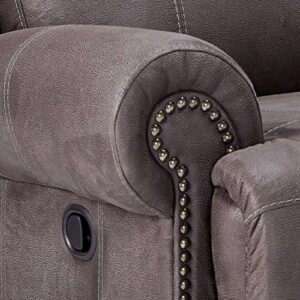 Signature Design by Ashley Clonmel Microfiber Extra Wide Manual Reclining Loveseat, Gray