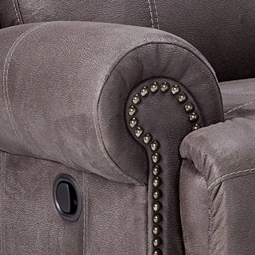 Signature Design by Ashley Clonmel Microfiber Extra Wide Manual Reclining Loveseat, Gray