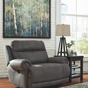 Signature Design by Ashley Clonmel Microfiber Extra Wide Manual Reclining Loveseat, Gray