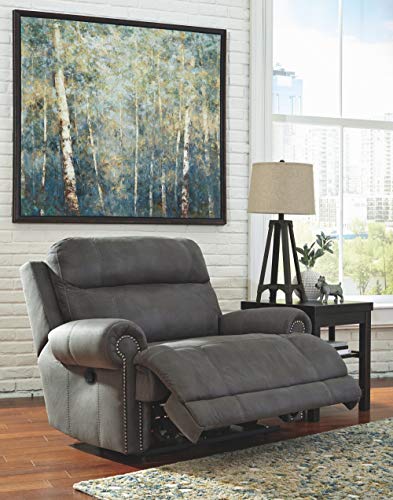 Signature Design by Ashley Clonmel Microfiber Extra Wide Manual Reclining Loveseat, Gray