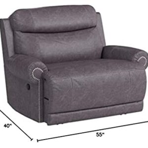 Signature Design by Ashley Clonmel Microfiber Extra Wide Manual Reclining Loveseat, Gray