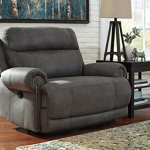 Signature Design by Ashley Clonmel Microfiber Extra Wide Manual Reclining Loveseat, Gray