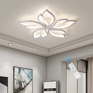 garwarm modern ceiling light,23.6” dimmable led chandelier flush mount ceiling lights,remote control acrylic leaf ceiling lamp fixture for living room dining room bedroom 60w