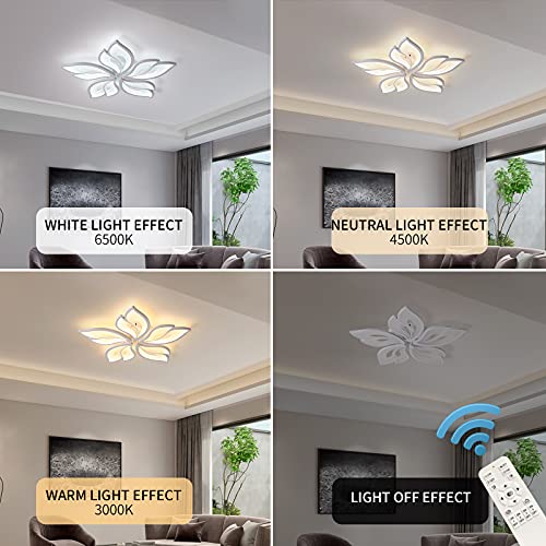 Garwarm Modern Ceiling Light,23.6” Dimmable LED Chandelier Flush Mount Ceiling Lights,Remote Control Acrylic Leaf Ceiling Lamp Fixture for Living Room Dining Room Bedroom 60W