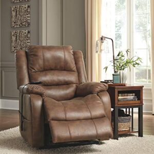 Signature Design by Ashley Yandel Faux Leather Electric Power Lift Recliner for Elderly, Brown