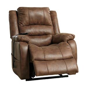 Signature Design by Ashley Yandel Faux Leather Electric Power Lift Recliner for Elderly, Brown