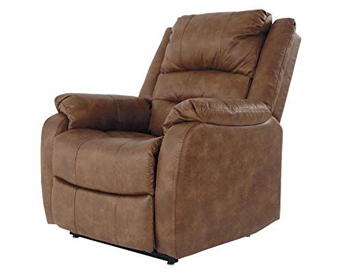 Signature Design by Ashley Yandel Faux Leather Electric Power Lift Recliner for Elderly, Brown