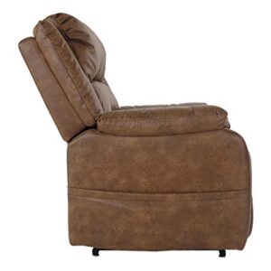 Signature Design by Ashley Yandel Faux Leather Electric Power Lift Recliner for Elderly, Brown