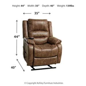 Signature Design by Ashley Yandel Faux Leather Electric Power Lift Recliner for Elderly, Brown