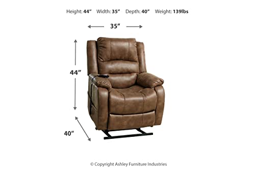 Signature Design by Ashley Yandel Faux Leather Electric Power Lift Recliner for Elderly, Brown