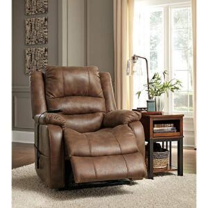 Signature Design by Ashley Yandel Faux Leather Electric Power Lift Recliner for Elderly, Brown