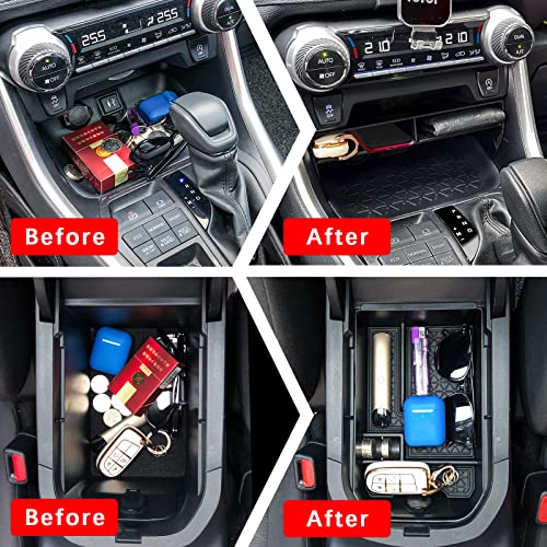 Neepiar 2PCS Center Console organizer Tray and Armrest Storage Box compatible with Toyota RAV4 2023 2022 2021 2020 2019 Insert Secondary Storage box Accessories