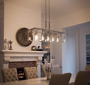 Urban Ambiance Luxury Modern Farmhouse Chandelier, Large Size: 15.75" H x 36.75" W, with Industrial Chic Style Elements, Brushed Nickel Finish and Clear Shade, UHP2441 from The Bristol Collection