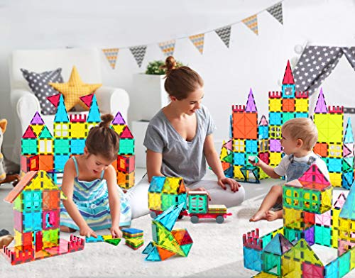 Jasonwell 65pcs Magnetic Tiles Building Blocks Set for Boys Girls Preschool Educational Magna Construction Kit Magnet Stacking STEM Toys Birthday Gifts for Kids Toddlers 3 4 5 6 7 8 9 10 + Year Old