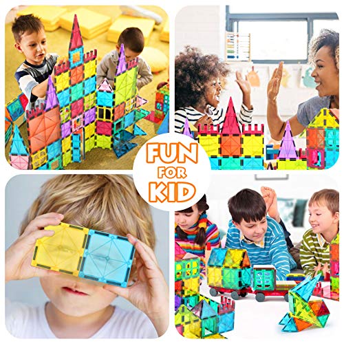 Jasonwell 65pcs Magnetic Tiles Building Blocks Set for Boys Girls Preschool Educational Magna Construction Kit Magnet Stacking STEM Toys Birthday Gifts for Kids Toddlers 3 4 5 6 7 8 9 10 + Year Old