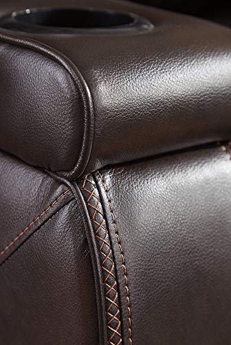 Signature Design by Ashley Warnerton Faux Leather Power Recliner with Adjustable Headrest, Brown