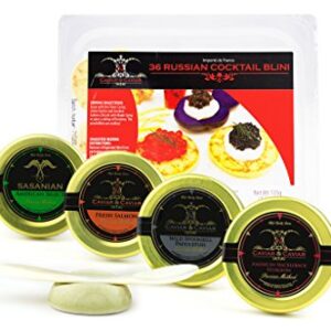 GUARANTEED OVERNIGHT! American Caviar SAMPLER Bowfin, Salmon, Paddlefish, Premium Sturgeon 1oz ea + FREE SPOON & BLINI