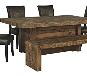 Signature Design by Ashley Sommerford Farmhouse Reclaimed Pine Wood Dining Table, Seats up to 6, Brown