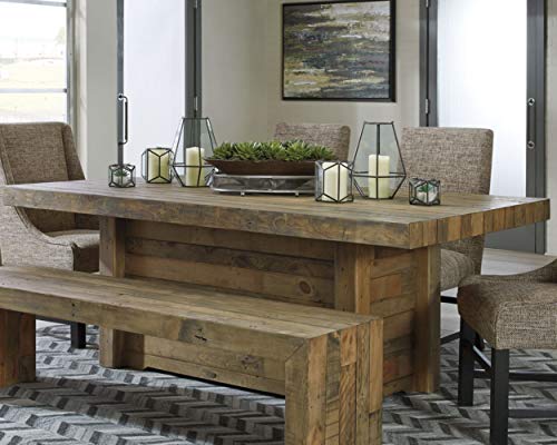 Signature Design by Ashley Sommerford Farmhouse Reclaimed Pine Wood Dining Table, Seats up to 6, Brown