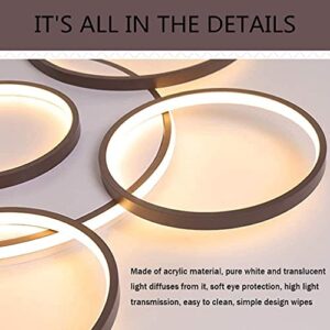 LED Ceiling Light Modern 7-Ring Living Room Ceiling Lamp Brown Round Circle Bedroom Ceiling Lamps fixture,3000K-6500K Dimmable with Remote Control Restaurant Indoor Ceiling Lighting,108W/Ø43.3in