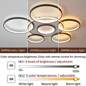 LED Ceiling Light Modern 7-Ring Living Room Ceiling Lamp Brown Round Circle Bedroom Ceiling Lamps fixture,3000K-6500K Dimmable with Remote Control Restaurant Indoor Ceiling Lighting,108W/Ø43.3in