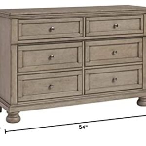 Signature Design by Ashley Lettner Traditional 6 Drawer Youth Dresser with Dovetail Construction, Light Gray