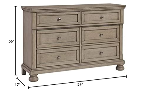 Signature Design by Ashley Lettner Traditional 6 Drawer Youth Dresser with Dovetail Construction, Light Gray