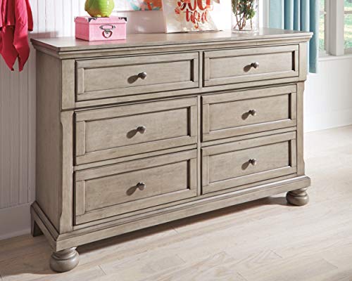 Signature Design by Ashley Lettner Traditional 6 Drawer Youth Dresser with Dovetail Construction, Light Gray