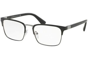 prada heritage pr 54tv 1bo1o1 matte black metal rectangle eyeglasses 55mm