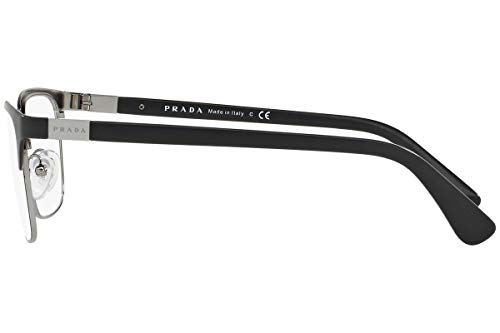 Prada Heritage PR 54TV 1BO1O1 Matte Black Metal Rectangle Eyeglasses 55mm