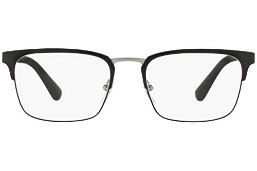 Prada Heritage PR 54TV 1BO1O1 Matte Black Metal Rectangle Eyeglasses 55mm