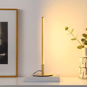 edishine led table lamp, dimmable bedside lamp with 3 colour temperature, touch controller, minimalist lamp for bedroom, living room, corner lighting, gift, reading, metal finish, gold, 6w