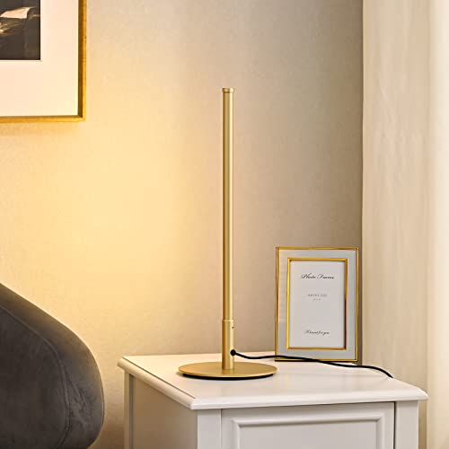 EDISHINE LED Table Lamp, Dimmable Bedside Lamp with 3 Colour Temperature, Touch Controller, Minimalist Lamp for Bedroom, Living Room, Corner Lighting, Gift, Reading, Metal Finish, Gold, 6W