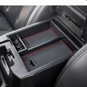 jdmcar compatible with center console organizer 2023 toyota tacoma accessories 2022 2021 2020 2019 2018 2017 2016,tacoma insert abs black materials tray – (red trim)