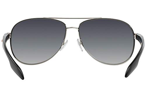 Prada Linea Rossa Lifestyle PS 53PS 1BC5W1 Steel Metal Aviator Sunglasses Grey Gradient Polarized Lens