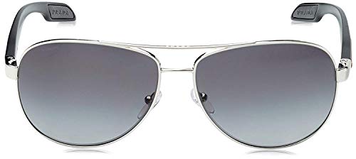 Prada Linea Rossa Lifestyle PS 53PS 1BC5W1 Steel Metal Aviator Sunglasses Grey Gradient Polarized Lens