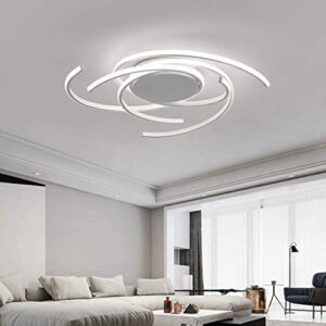 JIAODIE LED Ceiling Light Dimmable Living Room Kitchen Flush Hanging Lamp Modern Spiral Flower Shape Ceiling Lamp Fixture,Bedroom Ceiling Chandelier Lighting with Remote Control,White,Ø22″/72W