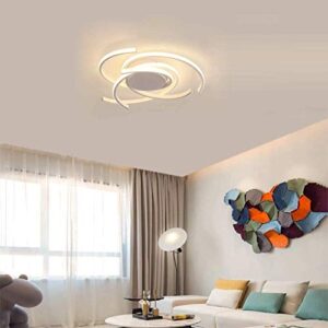 JIAODIE LED Ceiling Light Dimmable Living Room Kitchen Flush Hanging Lamp Modern Spiral Flower Shape Ceiling Lamp Fixture,Bedroom Ceiling Chandelier Lighting with Remote Control,White,Ø22″/72W