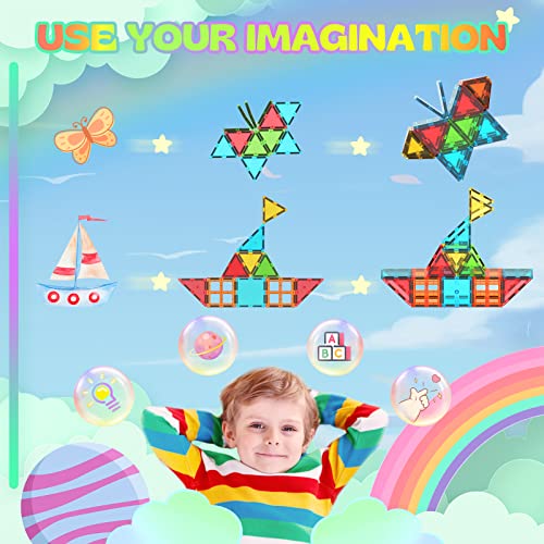 Magnetic Tiles Kids Toys Gifts for for 3 4 5 6 7 8+ Year Old Boys and Girls, STEM Educational Toys for Toddlers 3-4, Magnetic Blocks for Kids Age 3-5 4-8, Preschool Learning Montessori Toys for Kids