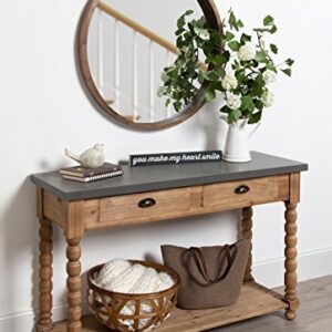 Kate and Laurel Rutledge Farmhouse Chic Two Drawer Console Table, Rustic Wood Base and Concrete Gray Top