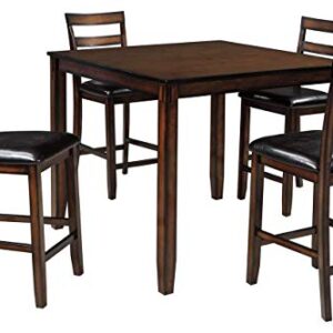 Signature Design by Ashley Coviar 5 Piece Counter Height Dining Set, Includes Table & 4 Barstools, Brown