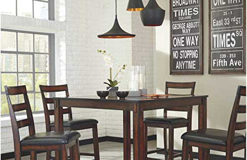 Signature Design by Ashley Coviar 5 Piece Counter Height Dining Set, Includes Table & 4 Barstools, Brown