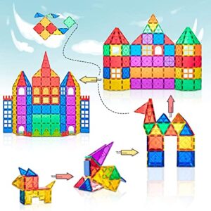 Compatible Magnetic Tiles Building Blocks STEM Toys for 3+ Year Old Boys and Girls Montessori Toys Toddler Kids Gifts Learning by Playing Activities - 102pcs Advanced Set