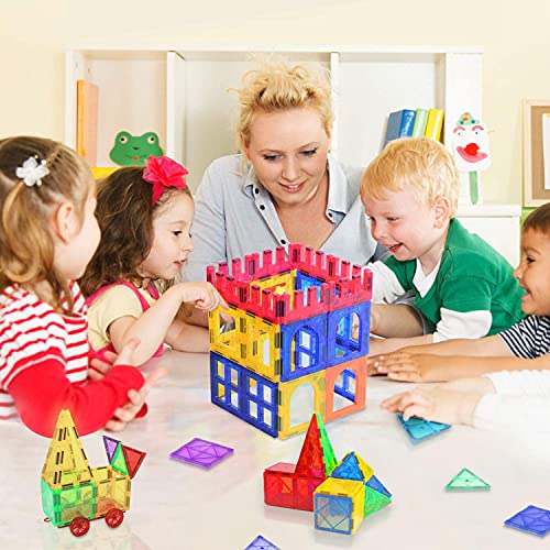 Compatible Magnetic Tiles Building Blocks STEM Toys for 3+ Year Old Boys and Girls Montessori Toys Toddler Kids Gifts Learning by Playing Activities - 102pcs Advanced Set