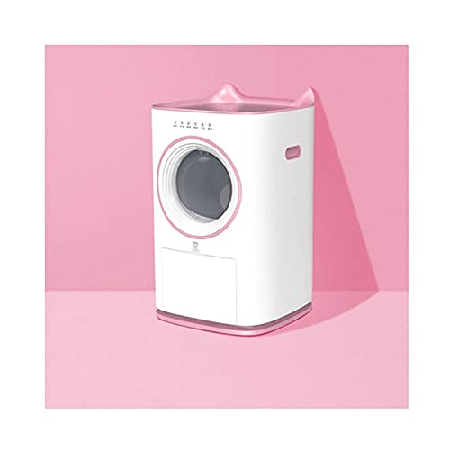 HONGFEISHANGMAO Cat Box Innovative Automatic Cat Litter Box Intelligent Automatic Cleaning Electric Shovel Cat Toilet Anti-Odor, Fully Enclosed Large Cat Furniture (Color : Pink)