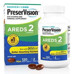 preservision areds 2 eye vitamin & mineral supplement, contains lutein, vitamin c, zeaxanthin, zinc & vitamin e, 120 softgels (packaging may vary)