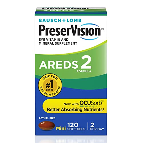 PreserVision AREDS 2 Eye Vitamin & Mineral Supplement, Contains Lutein, Vitamin C, Zeaxanthin, Zinc & Vitamin E, 120 Softgels (Packaging May Vary)