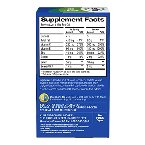 PreserVision AREDS 2 Eye Vitamin & Mineral Supplement, Contains Lutein, Vitamin C, Zeaxanthin, Zinc & Vitamin E, 120 Softgels (Packaging May Vary)